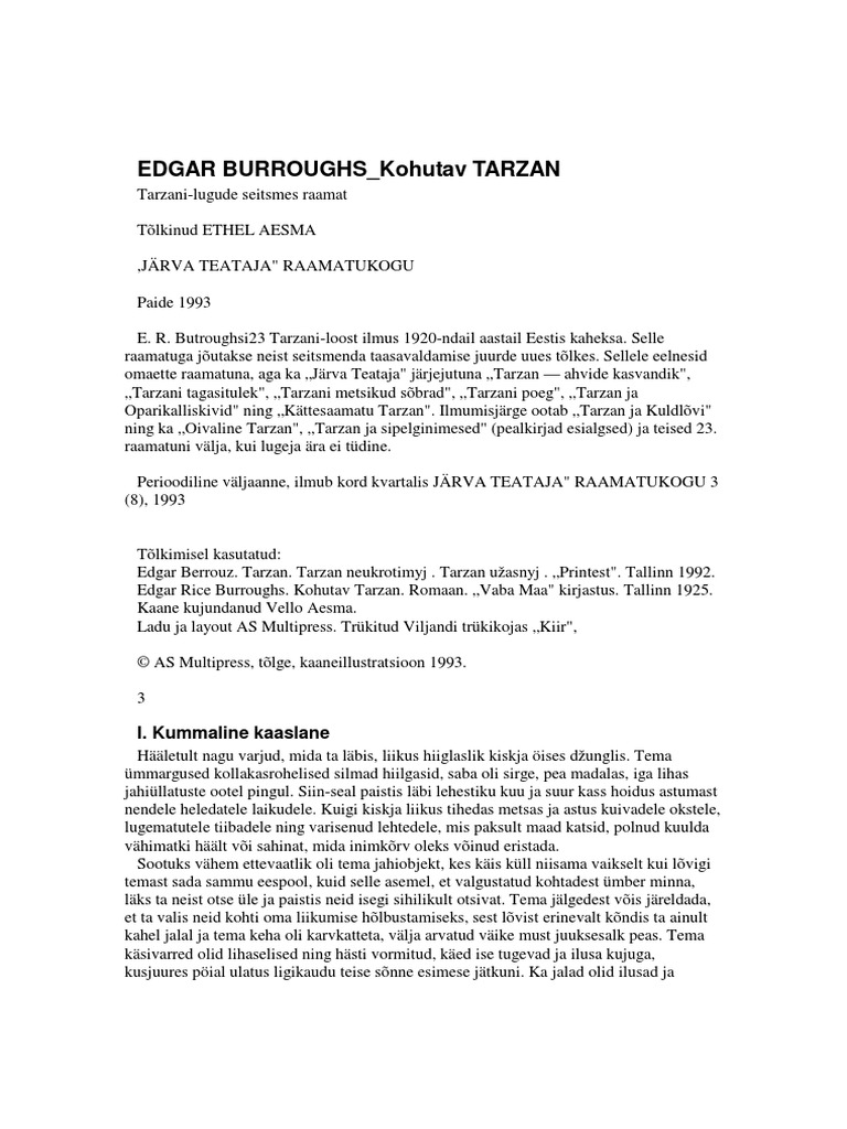 Burroughs E. R. - (07) Kohutav Tarzan (1993 1921) | PDF