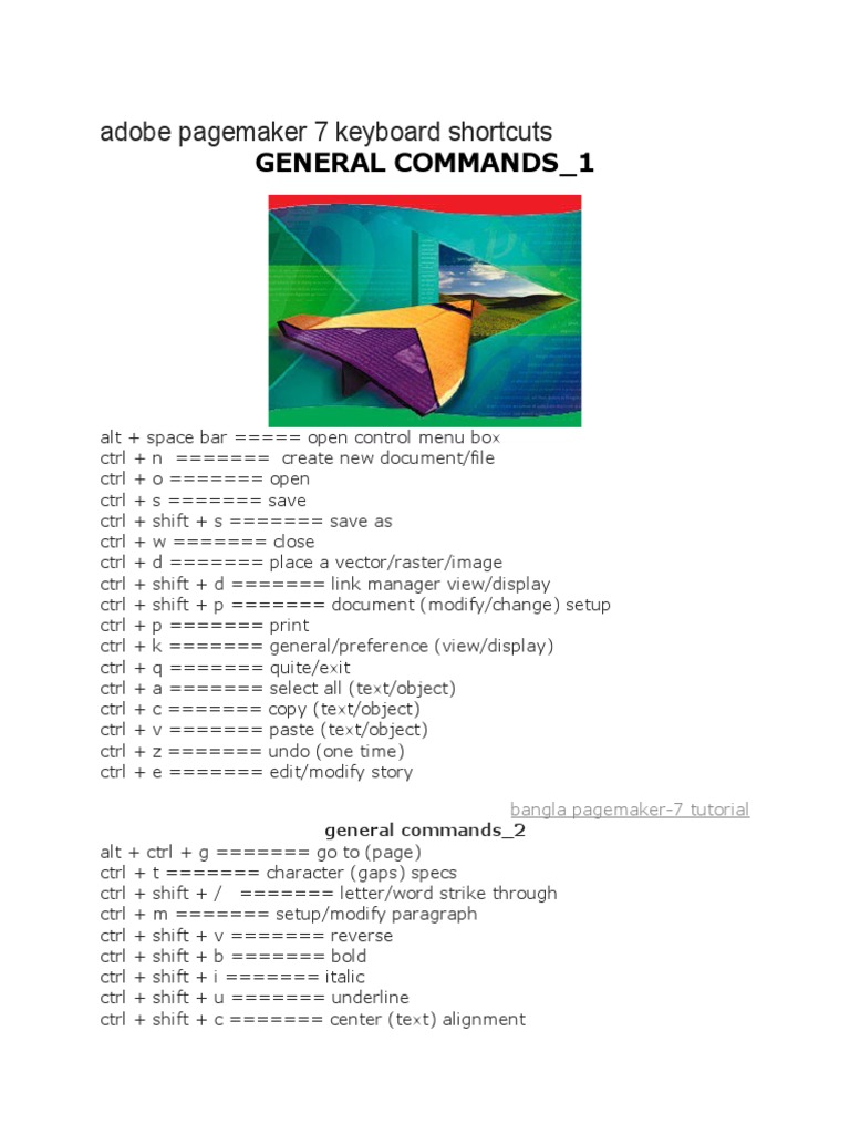 Adobe Pagemaker 7 Keyboard Shortcuts | PDF | Control Key | Keyboard ...