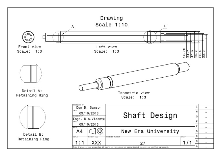 Shaft Design: Drawing Scale 1:10 | PDF | Drawing | Art Media