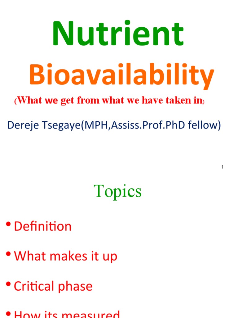 Bioavailability | PDF | Dietary Fiber | Diet & Nutrition