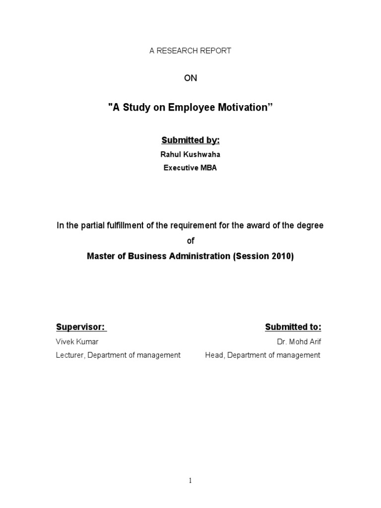 Employee Motivation Research Report | PDF | Motivation | Motivational