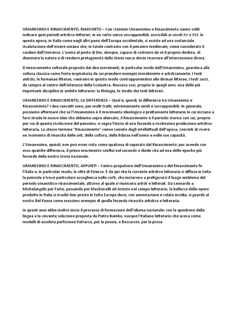 Umanesimo e Rinascimento | PDF