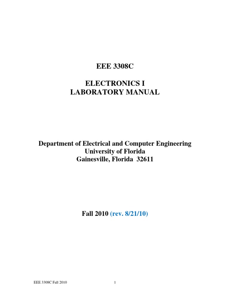 EEE 3308C Electronics I Laboratory Manual | PDF | Electrical Engineering | Telecommunications ...