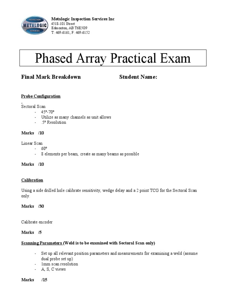 Phased Array Practical Exam Marking | PDF | Teaching Methods ...