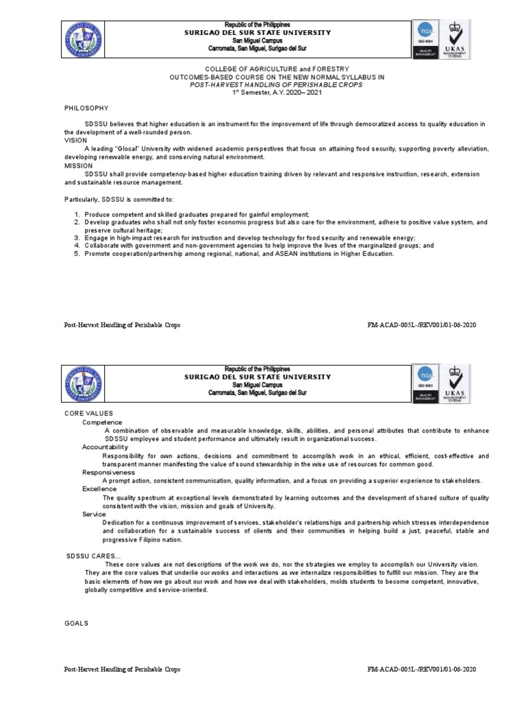 Surigao Del Sur State University: Post-Harvest Handling of Perishable ...