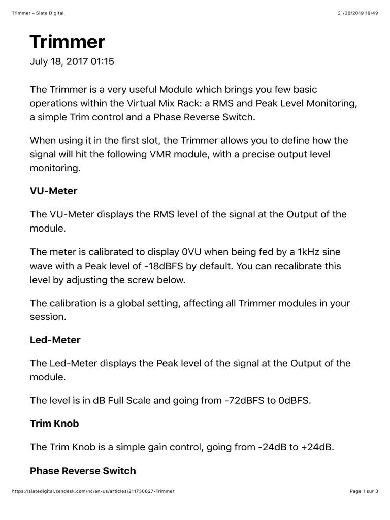 Trimmer - Slate Digital | PDF | Technology & Engineering