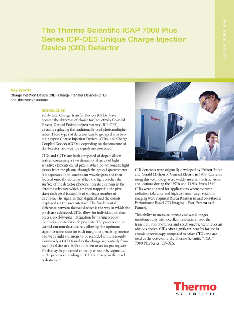 The Thermo Scientific iCAP 7000 Plus Series ICP-OES Unique Charge Injection Device (CID ...
