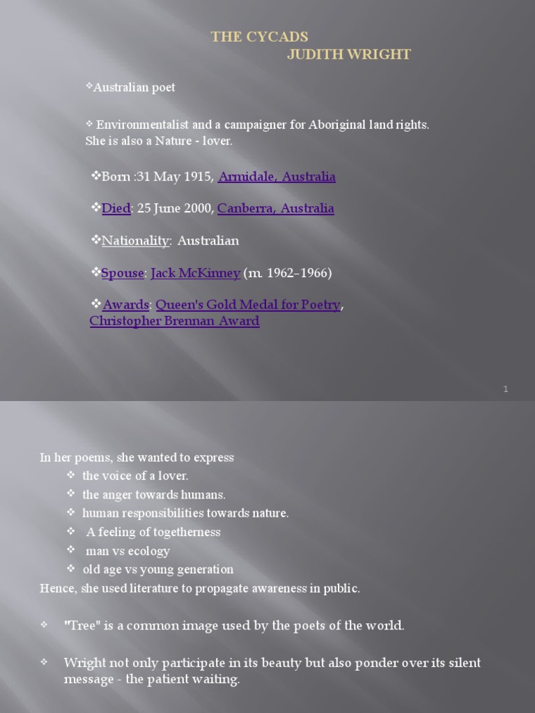 The Cycads Judith Wright | PDF | Nature