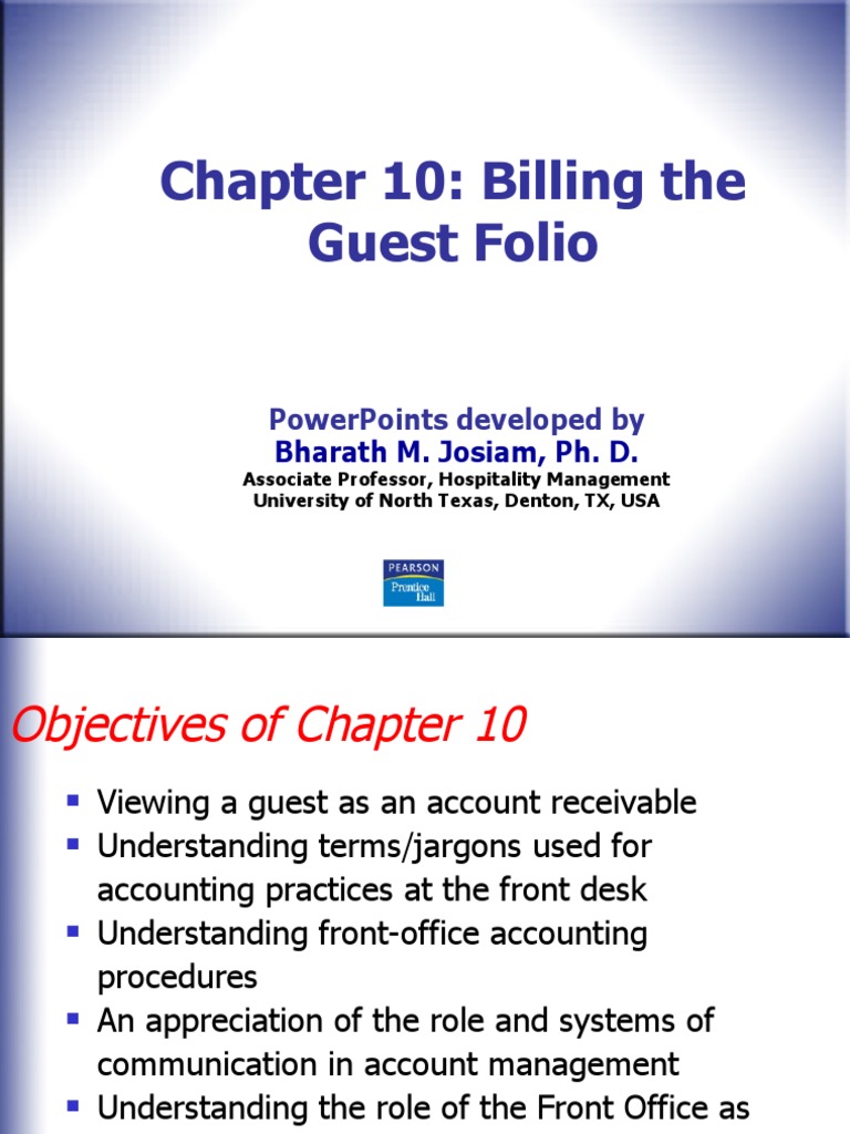 Chapter 10: Billing The Guest Folio: Powerpoints Developed by | PDF ...