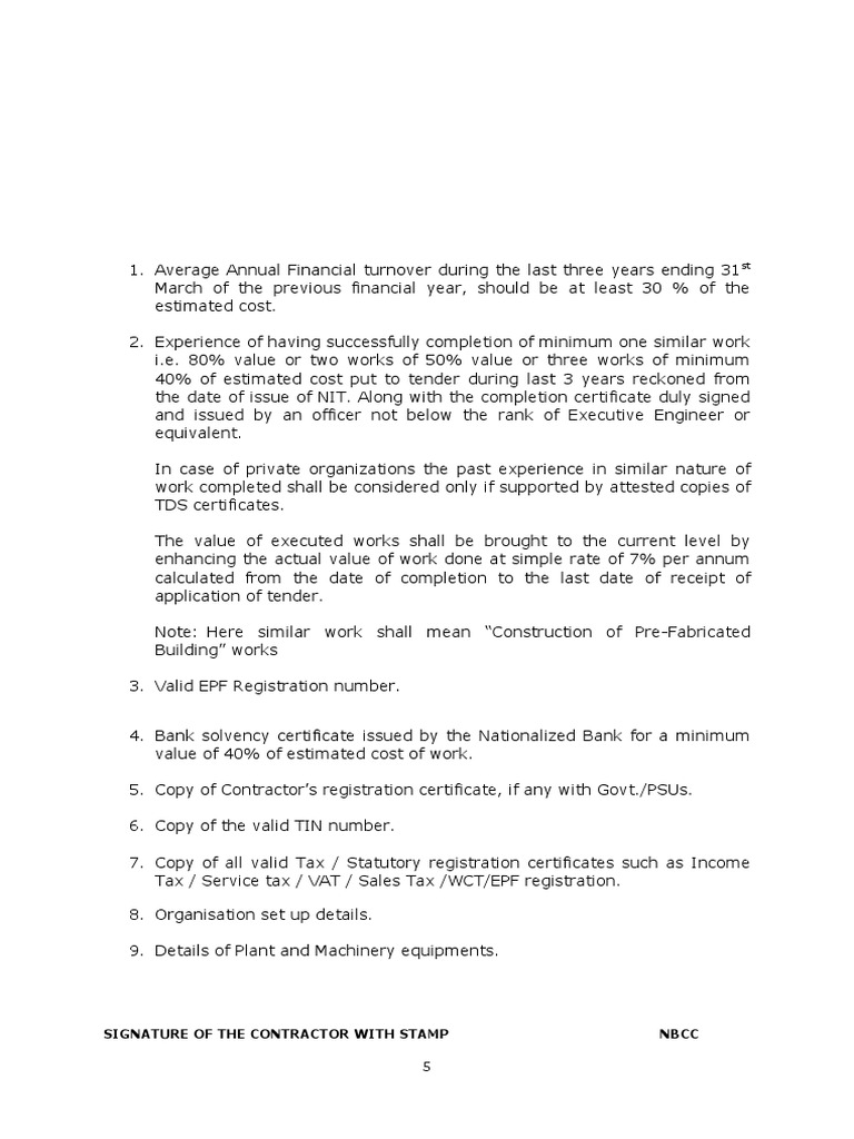 Signature of The Contractor With Stamp NBCC | PDF | Business | Computers