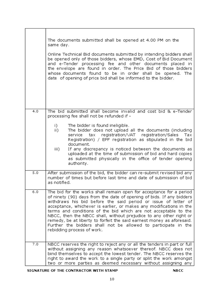 Signature of The Contractor With Stamp NBCC | PDF