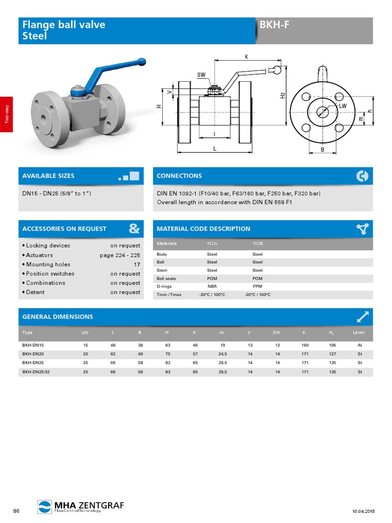 BKH-F Flange Ball Valve Steel: Available Sizes Connections | PDF ...