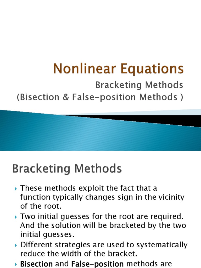 Bracketing Methods: Bisection & False-Position | PDF | Numerical ...