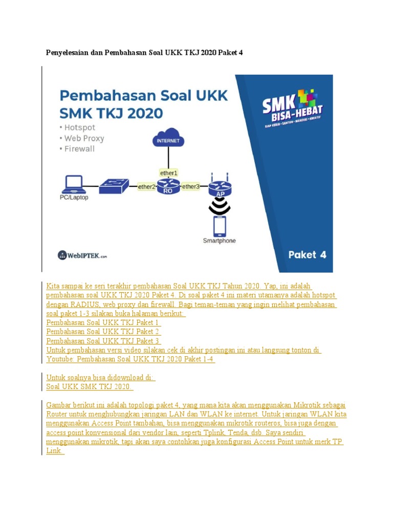 Penyelesaian Dan Pembahasan Soal UKK TKJ 2020 Paket 4 | PDF | Bisnis | Komputer