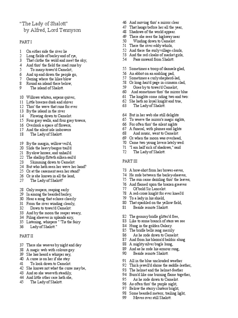 "The Lady of Shalott" by Alfred, Lord Tennyson | PDF | Nature