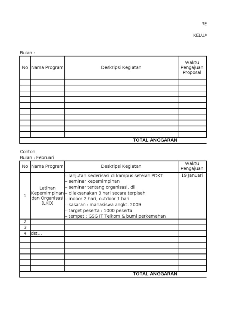 Format RKA Dari BEM | PDF