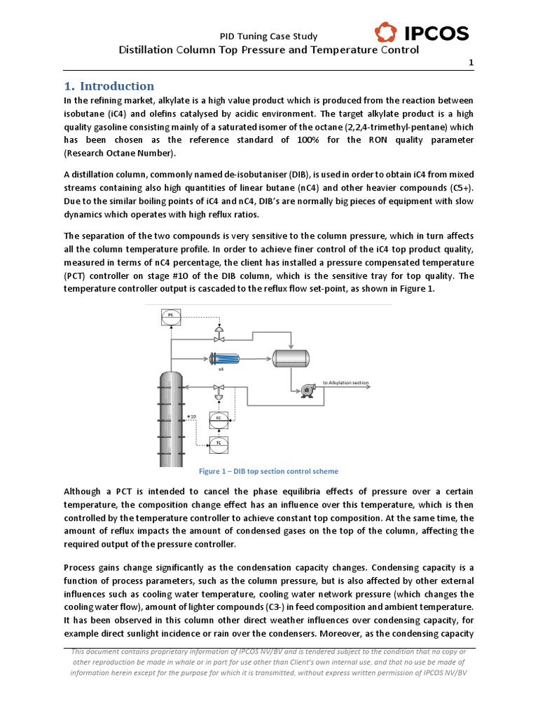 Distillation Column Top Pressure and Temperature Control: PID Tuning ...