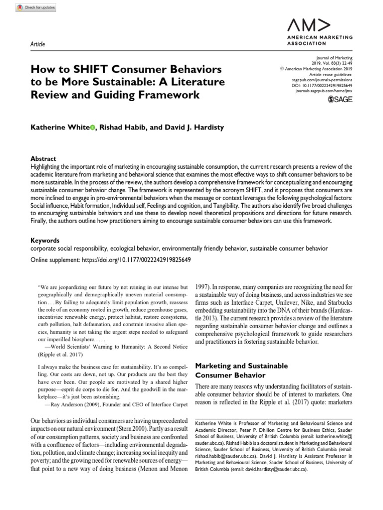SHIFTing Consumer Behaviors: A Framework for Encouraging More ...