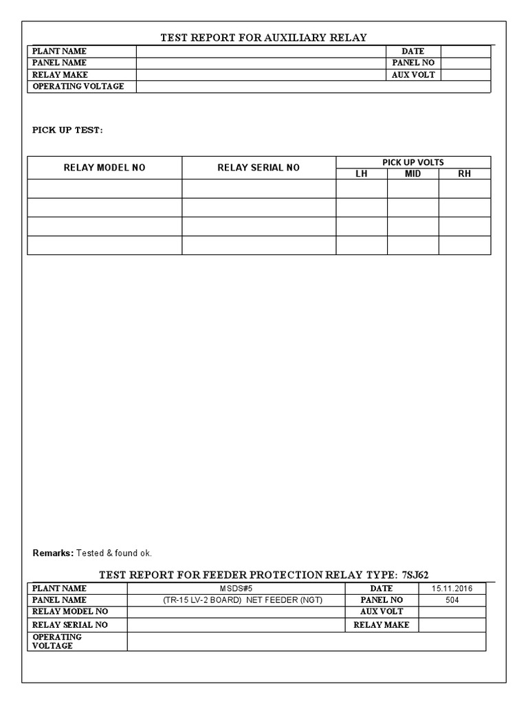 Relay Test Report Summary | PDF | Technology & Engineering