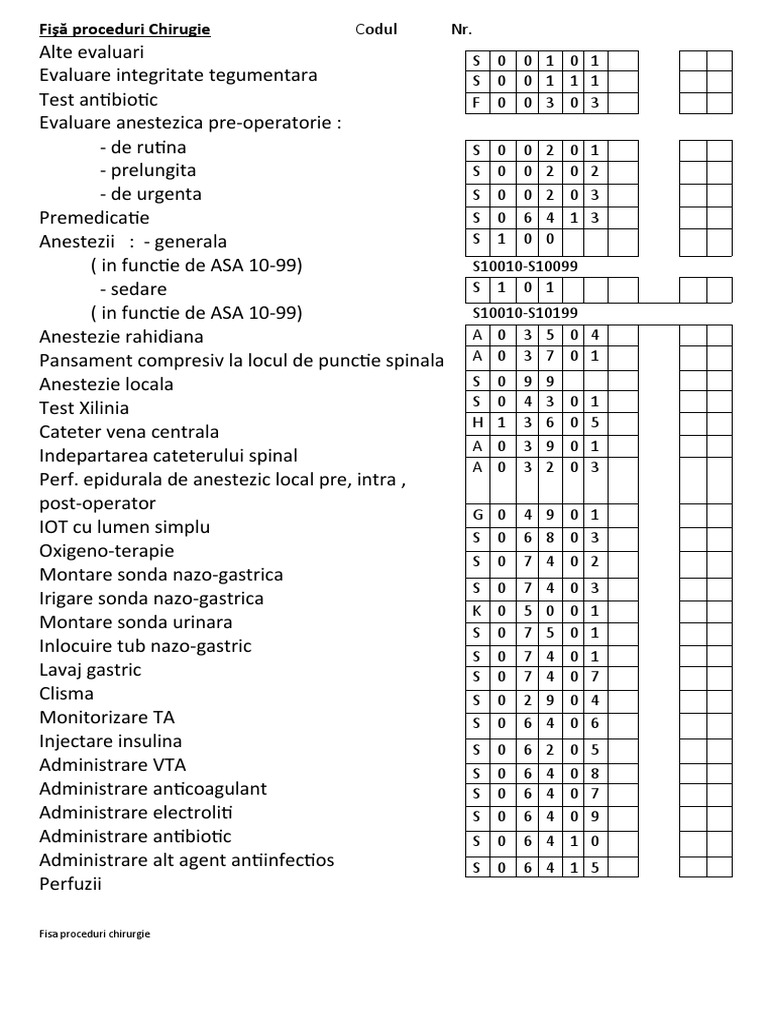 Fisa Proceduri Chirurgie | PDF | Sports
