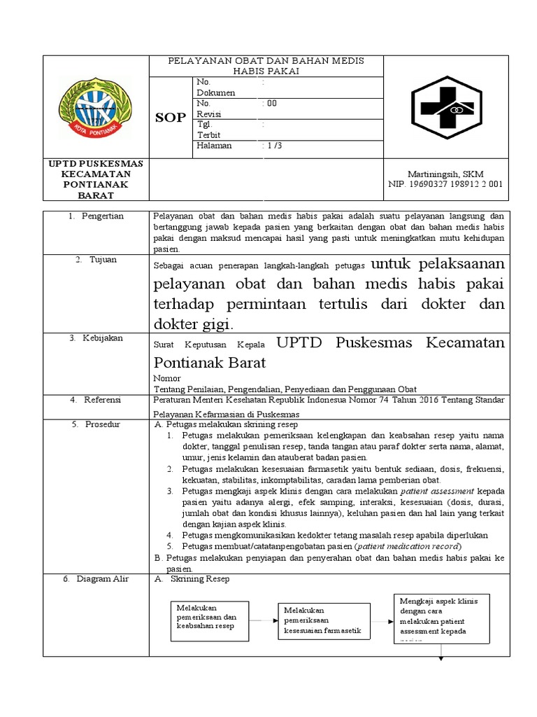Sop Pelayanan Obat Dan BMHP | PDF