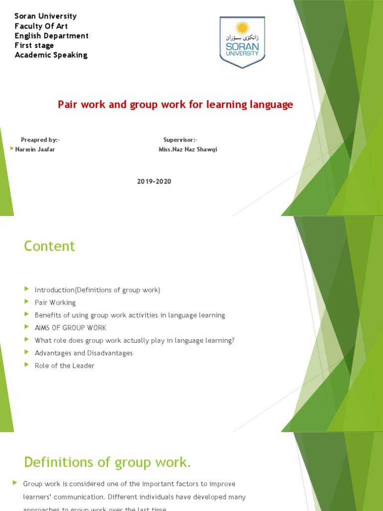 Pair Work and Group Work For Learning Language | PDF | Neuropsychology ...