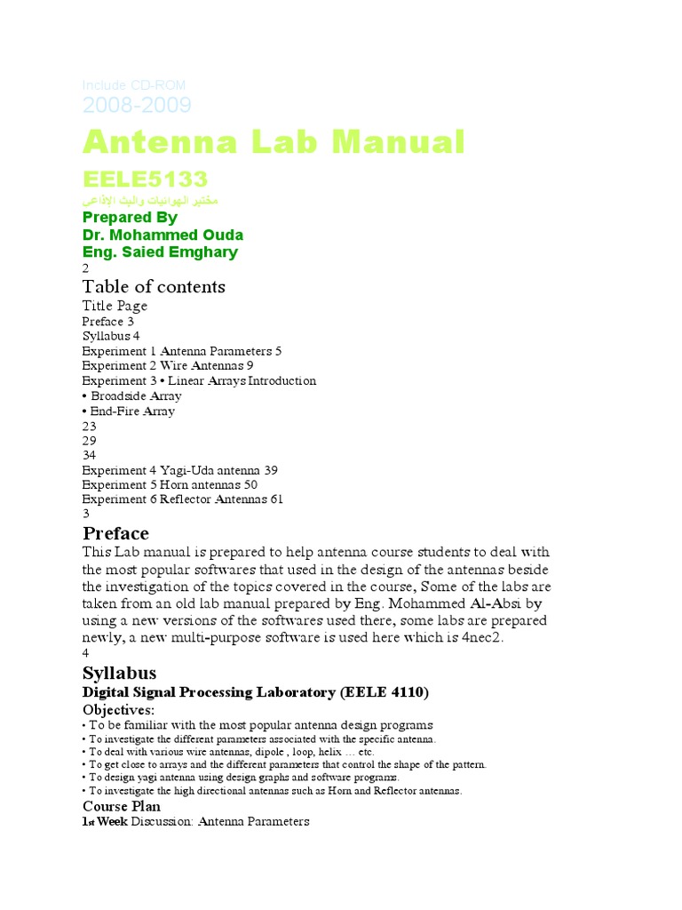 Antenna Lab Manual: EELE5133 | Download Free PDF | Antenna (Radio ...