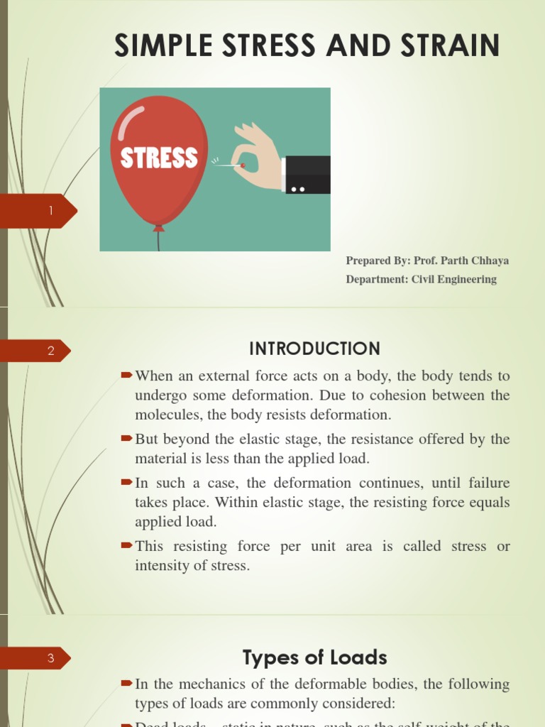 Simple Stress and Strain: Prepared By: Prof. Parth Chhaya Department ...