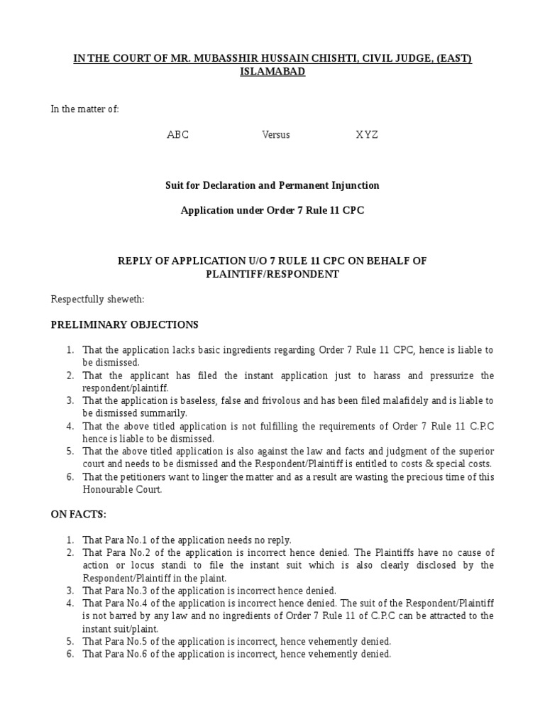 Written Reply To 7 11 Application | PDF | Lawsuit | Virtue