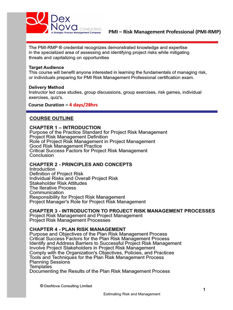 PMI - Risk Management Professional (PMI-RMP) - 1 PDF | PDF | Risk ...