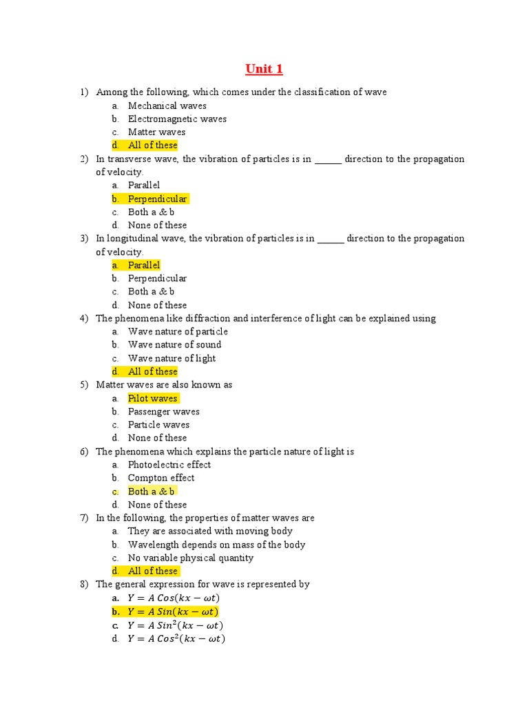 Physics Theory SEE Question Bank | PDF | Schrödinger Equation | Waves