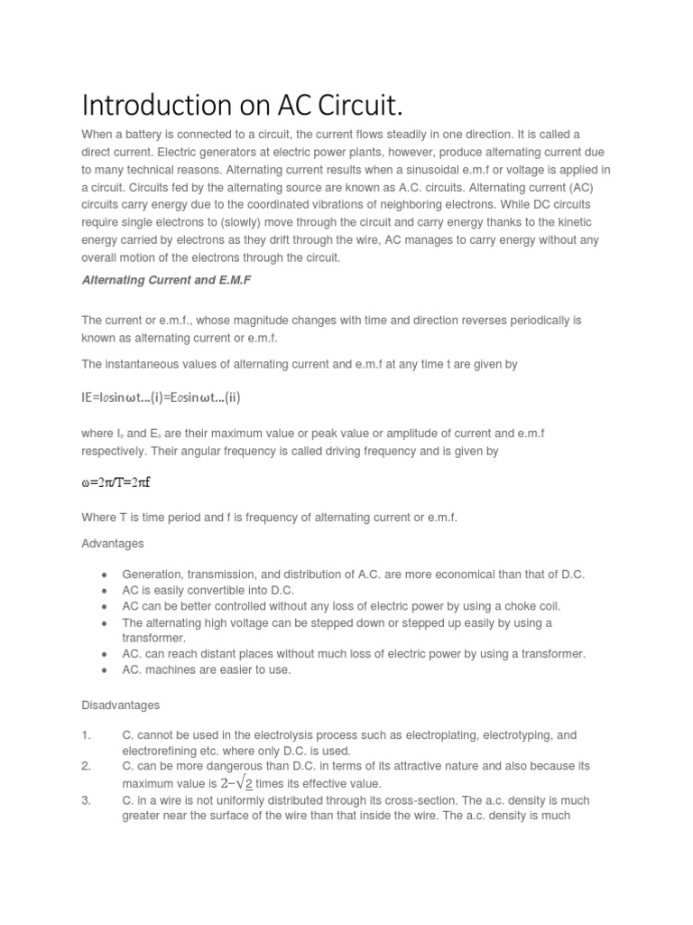 Alternating Current A.C. | PDF | Electrical Network | Inductor