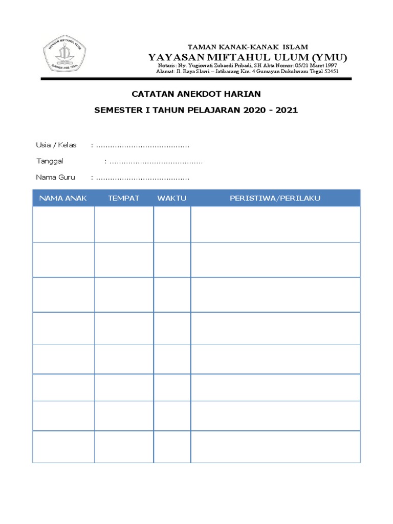 PENILAIAN ANEKDOT 2020-2021.doc Versi 1 | PDF