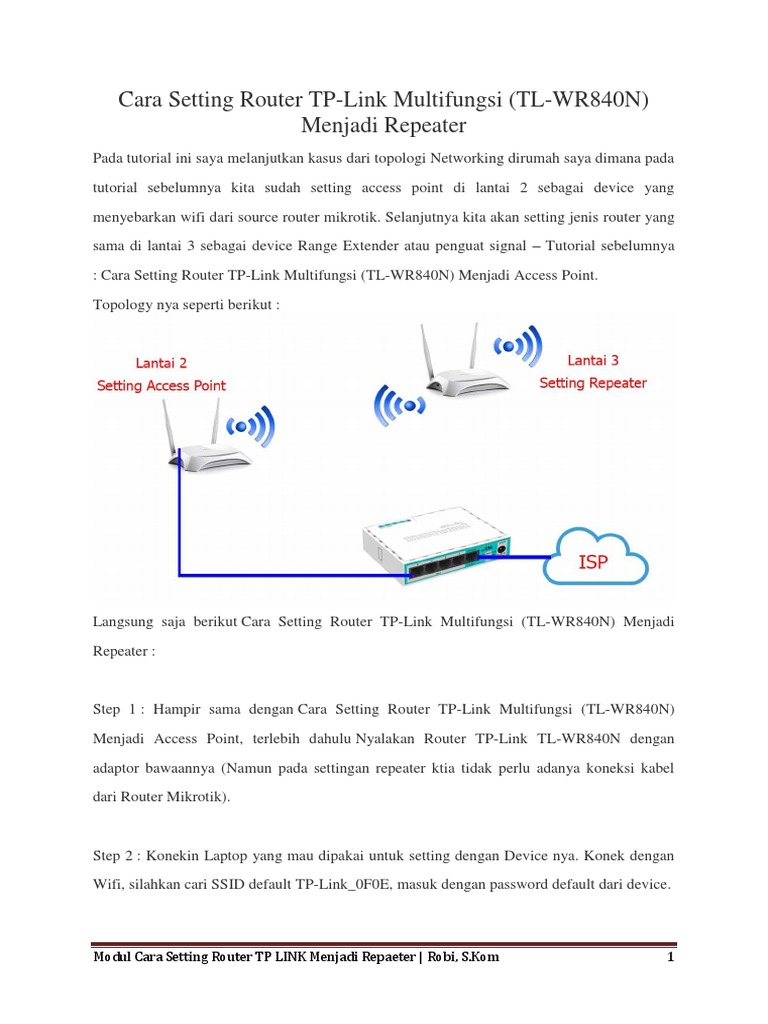 Cara Setting TP-Link TL-WR840N Repeater | PDF