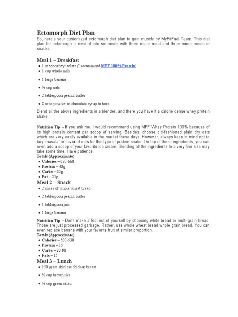 Ectomorph Bodybuilder Diet