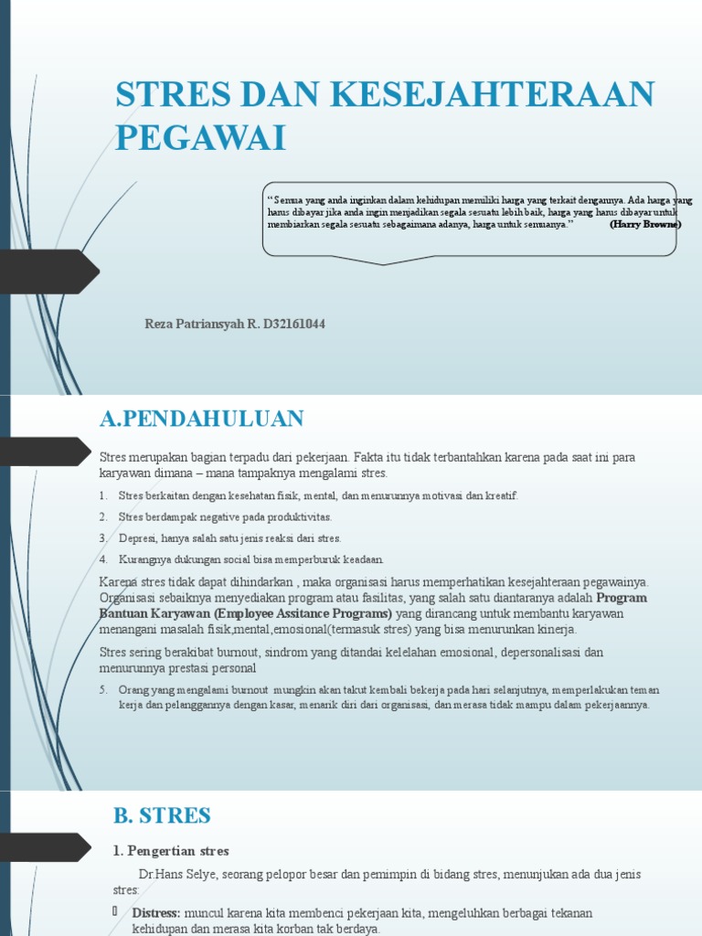Manajemen Stres dan Kesejahteraan Pegawai | PDF