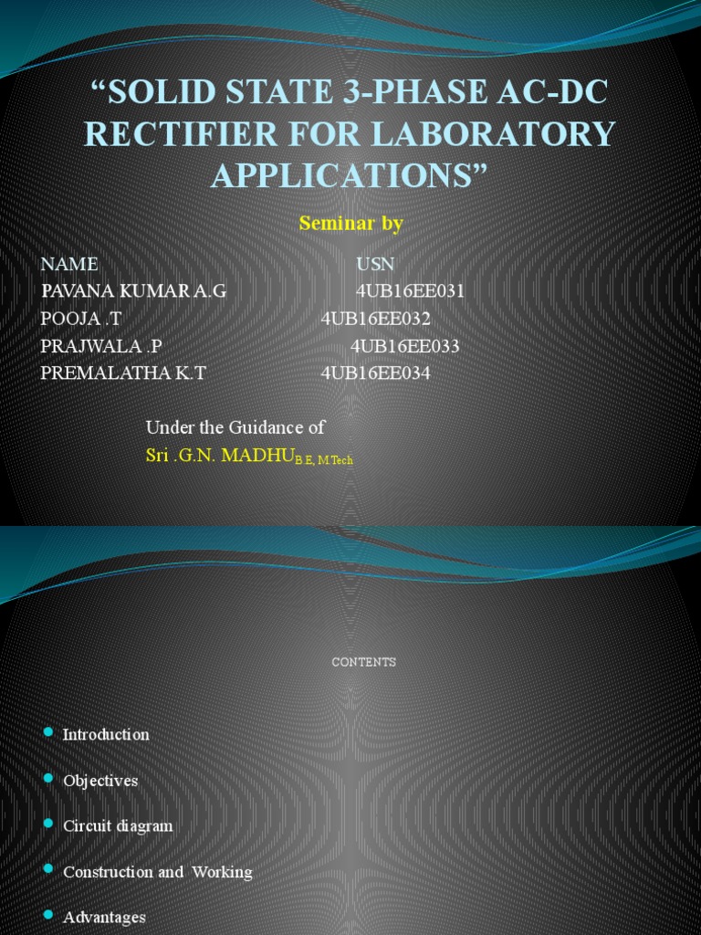 Solid State 3-Phase Ac-Dc Rectifier For Laboratory | PDF | Rectifier ...