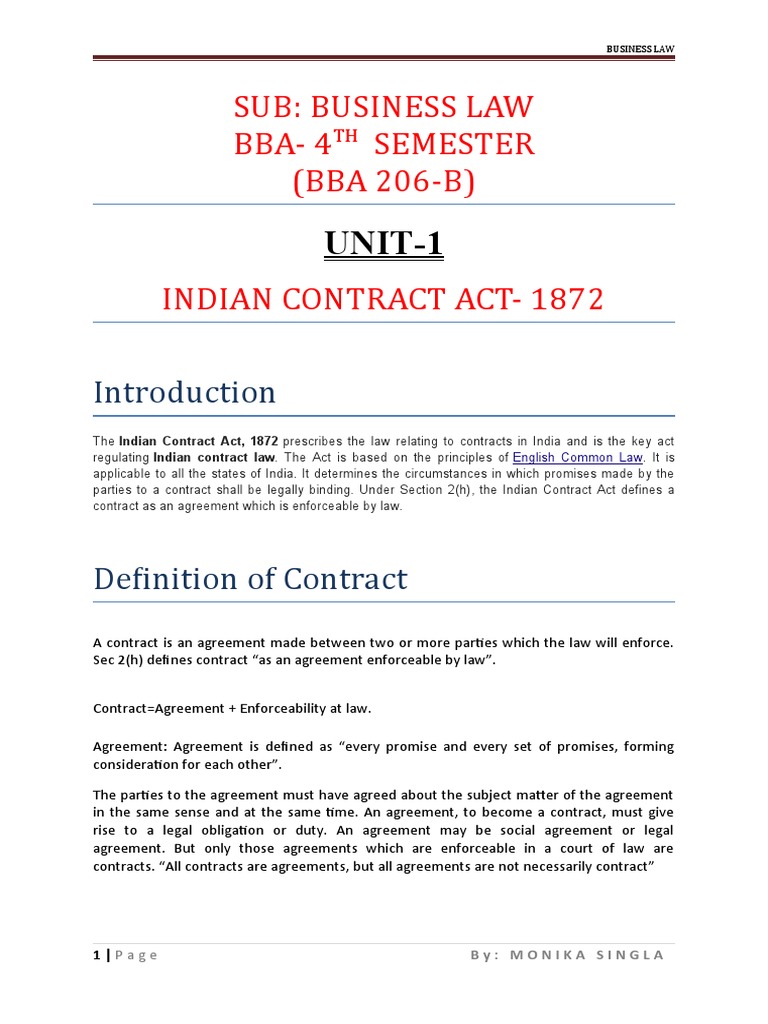 Meaning, Essential, Types of Contract | PDF | Consideration | Offer And ...