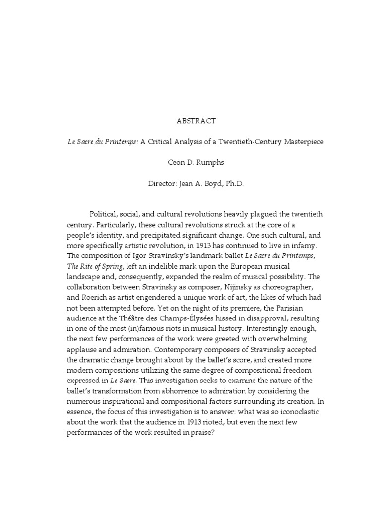 Ceon Rumphs Honorsthesis PDF | PDF | Ballet | Dances