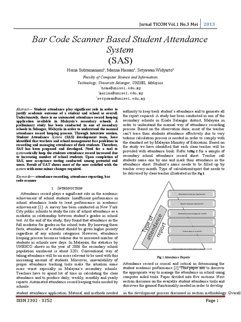 Bar Code Scanner Based Student Attendance System: Jurnal TICOM Vol.1 No ...