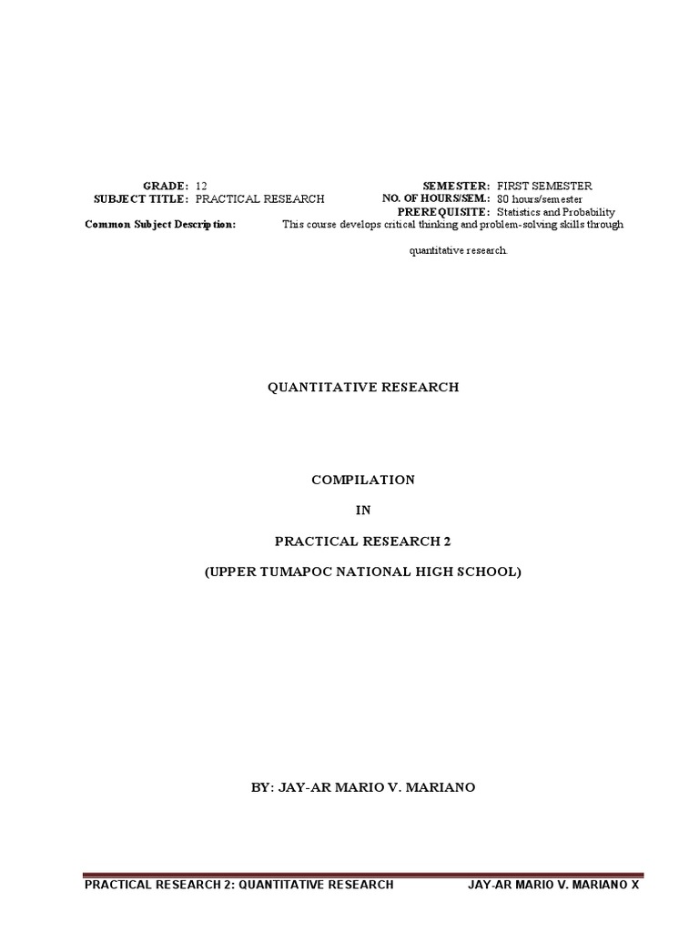 Practical Research 2 Module | PDF | Statistics | Quantitative Research