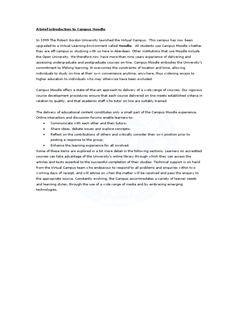 Introduction to Campus Moodle System | PDF