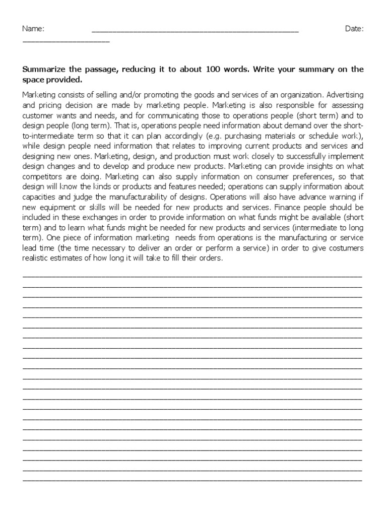 Summarize The Passage, Reducing It To About 100 Words. Write Your ...