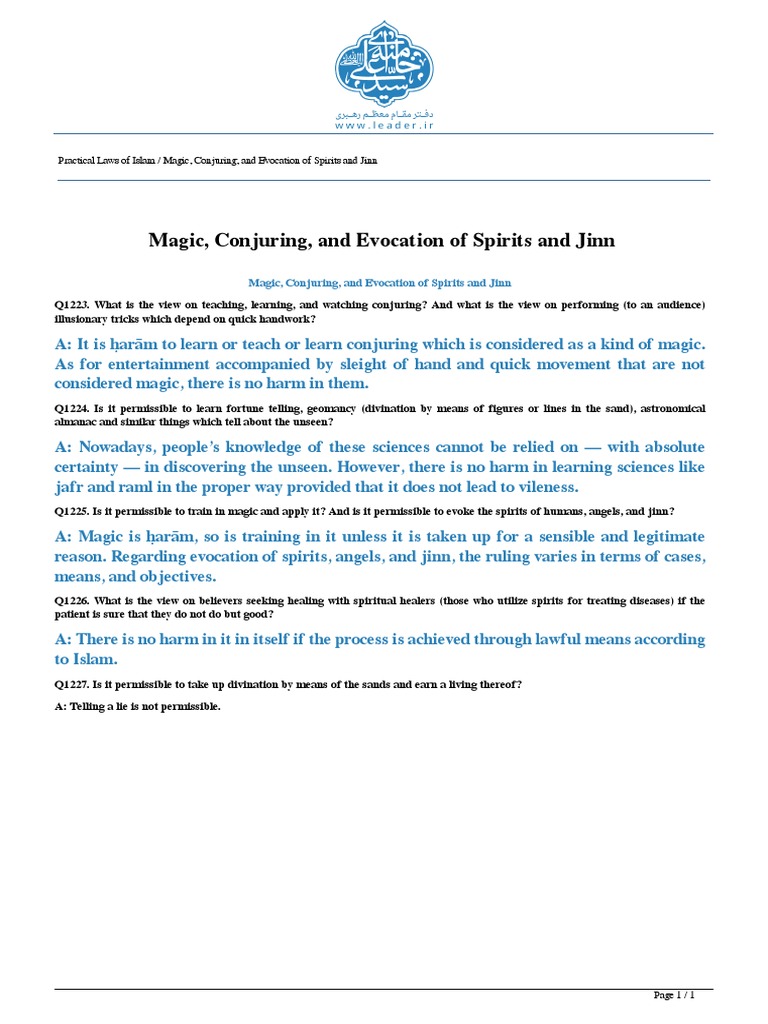 Magic, Conjuring, and Evocation of Spirits and Jinn | PDF | Jinn | Occult