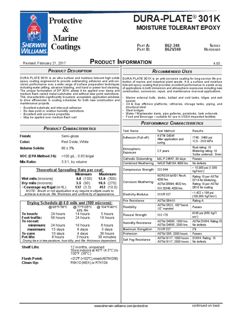 Duraplate 301K - Sherwin Williams | PDF | Epoxy | Rust