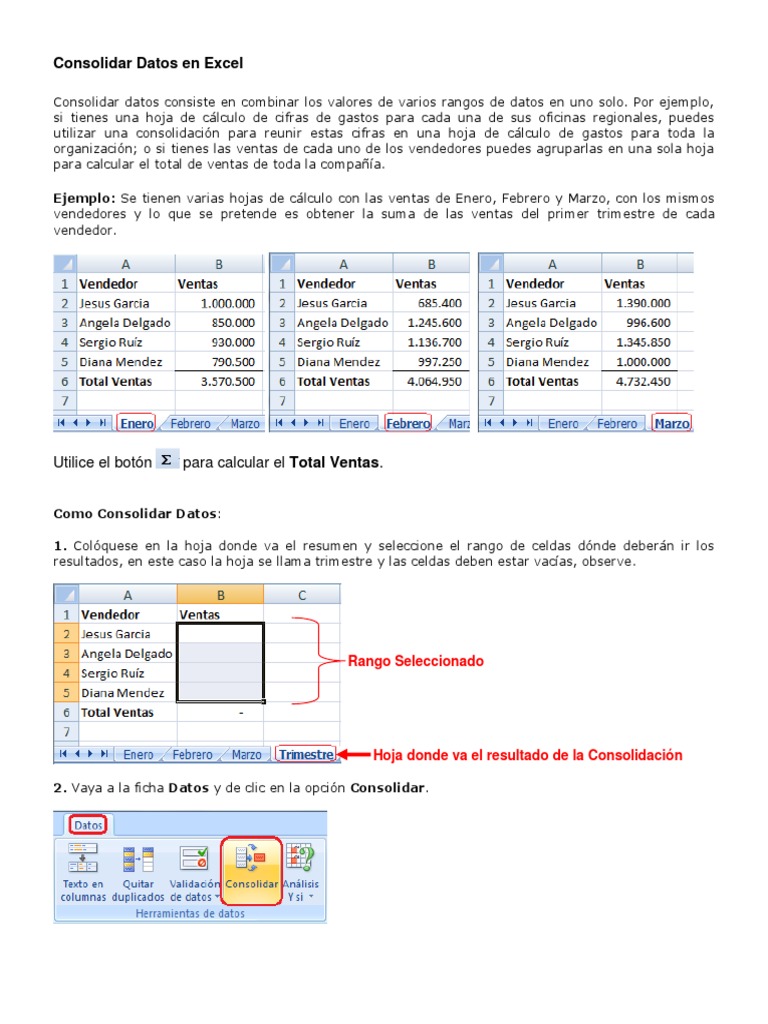 Cómo Consolidar Datos en Excel | PDF | Hoja de cálculo | Microsoft Excel