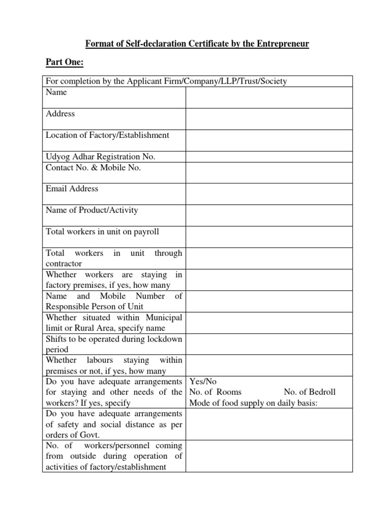 Self Declaration Form PDF | PDF | Social Institutions | Social Science