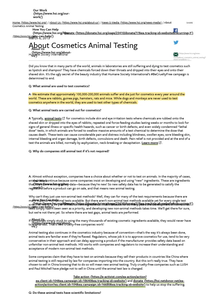 HSI Stop Cosmetics Animal Testing | PDF | Animal Testing | Cosmetics