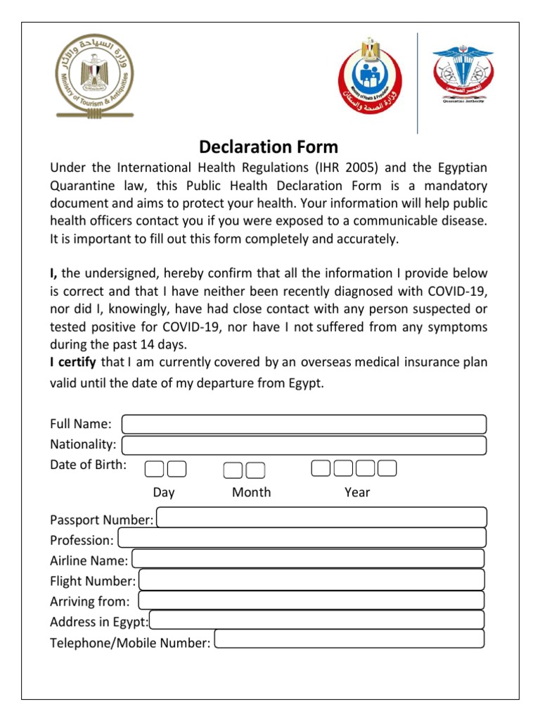 Declaration Form Egypt | PDF