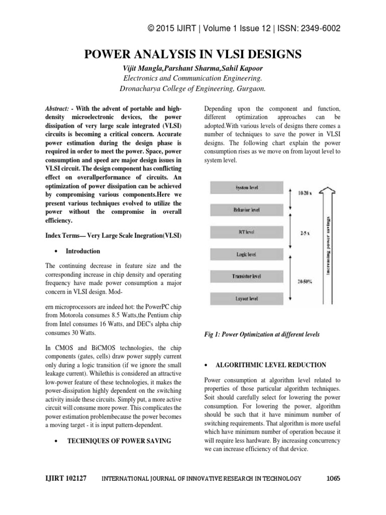 Power Analysis in Vlsi Designs: Electronics and Communication ...